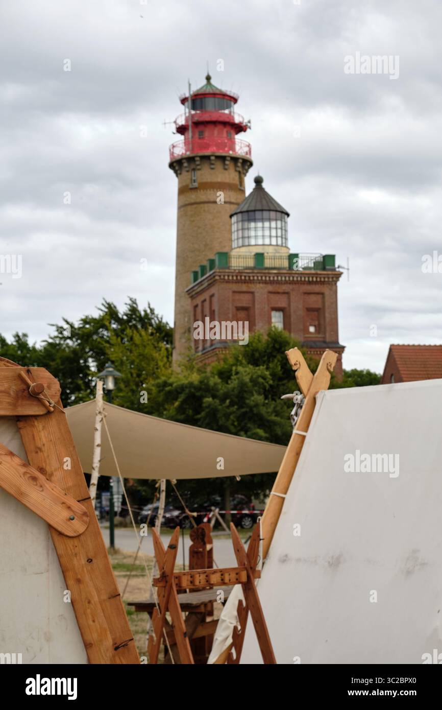 July 9, 2025 - Putgarten-Germany: Two historic brick lighthouses of ...