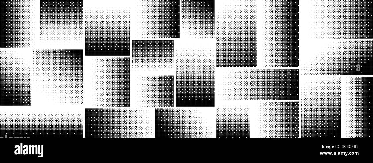 Pixel dissolve mosaic fade pattern with dot texture and digital art effects. Abstract geometric ...