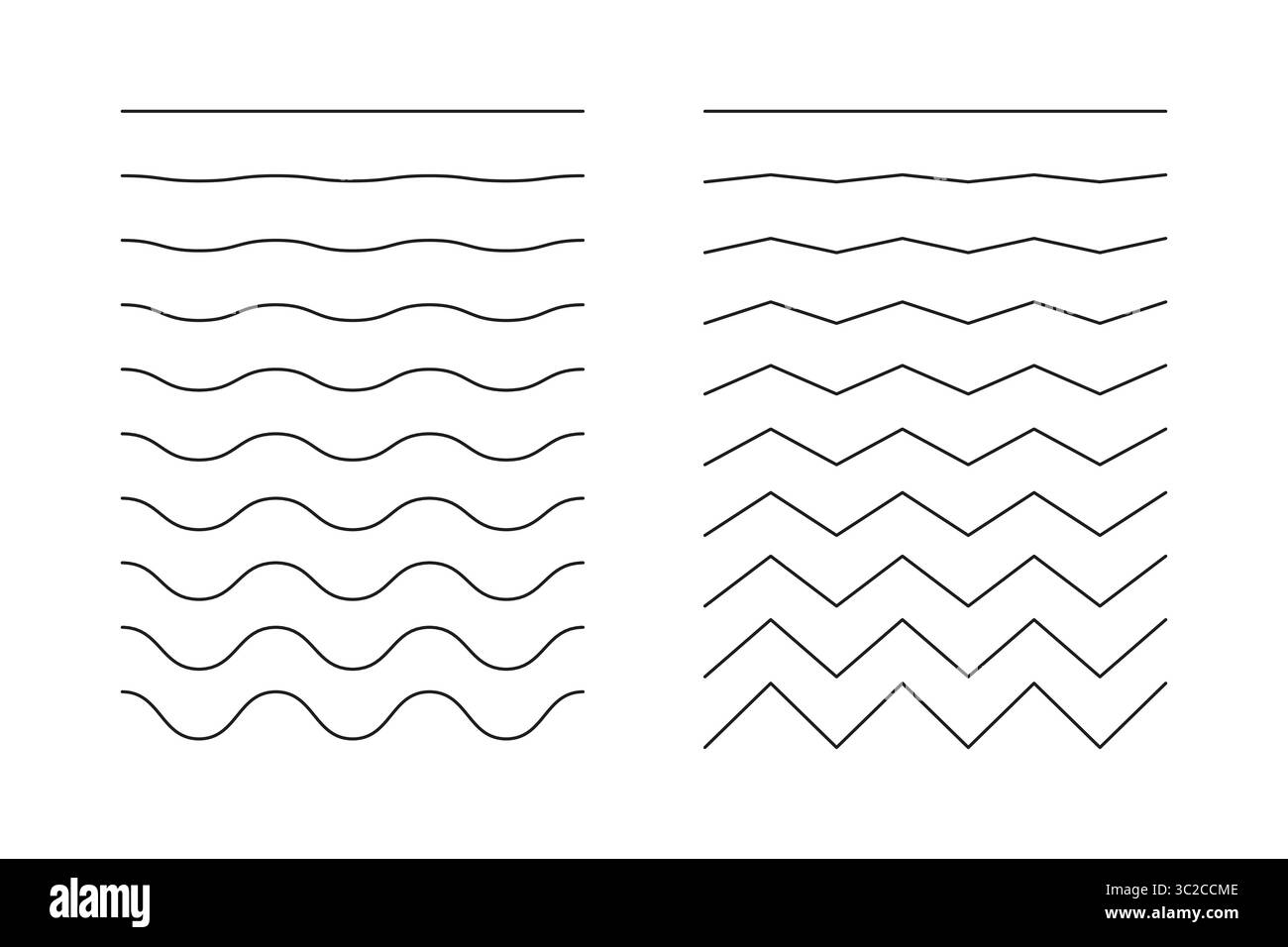 Waves line set. Set of wavy lines. Vector zigzag and wavy horizontal ...