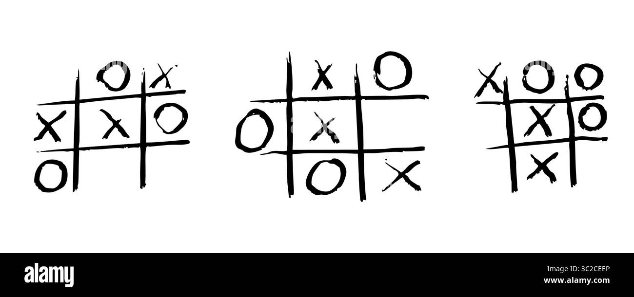 Tic Tac Toe game sketch crayon hand drawn grid. Chalk drawing doodle ...