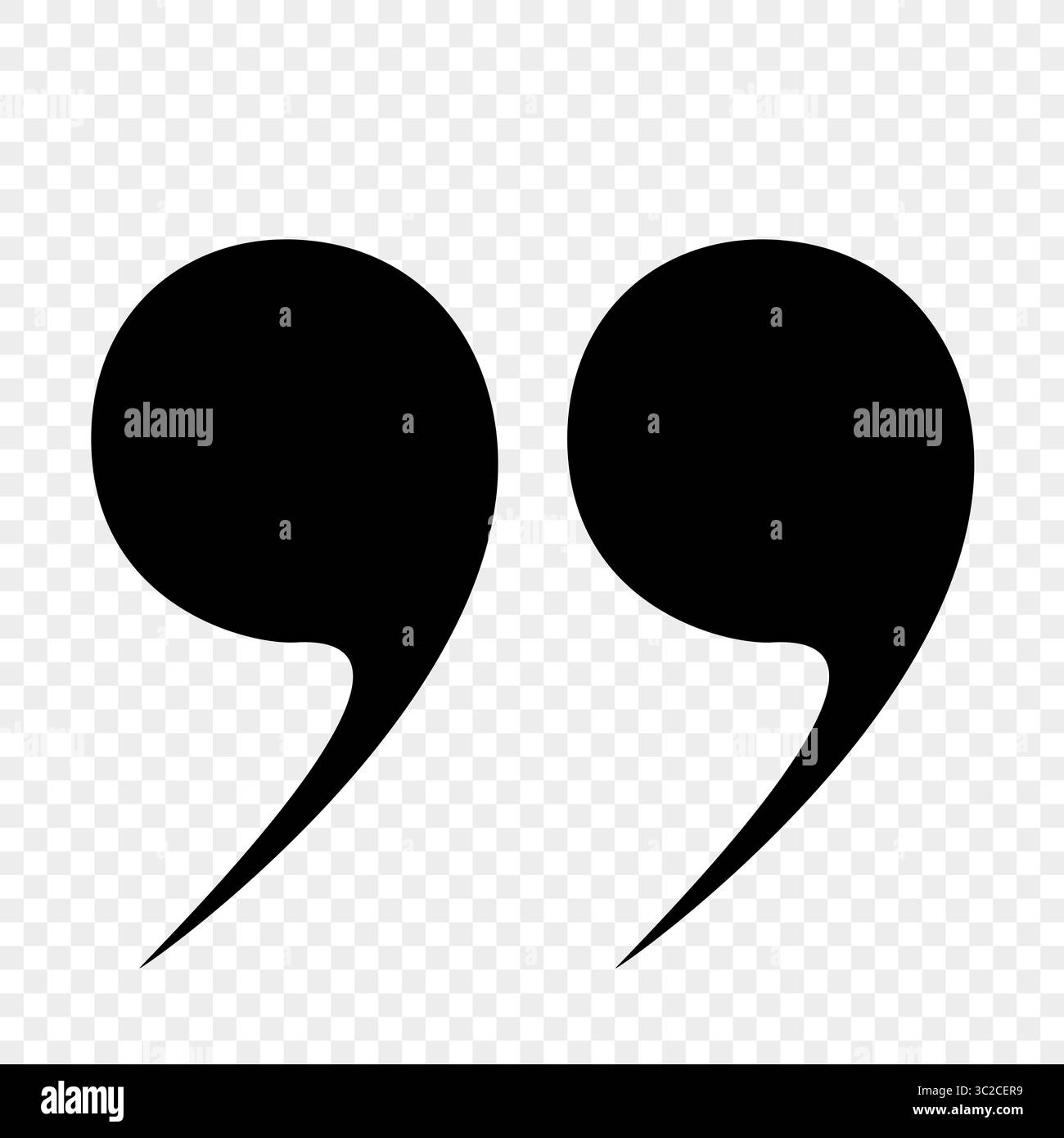 Round quotation marks are black on a transparent background Stock ...