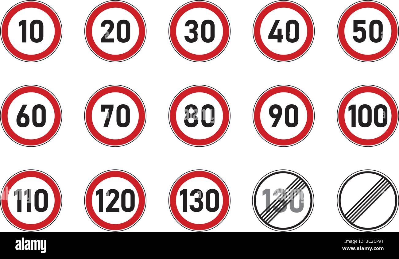 traffic signs set speed limit isolated vector illustration Stock Vector ...