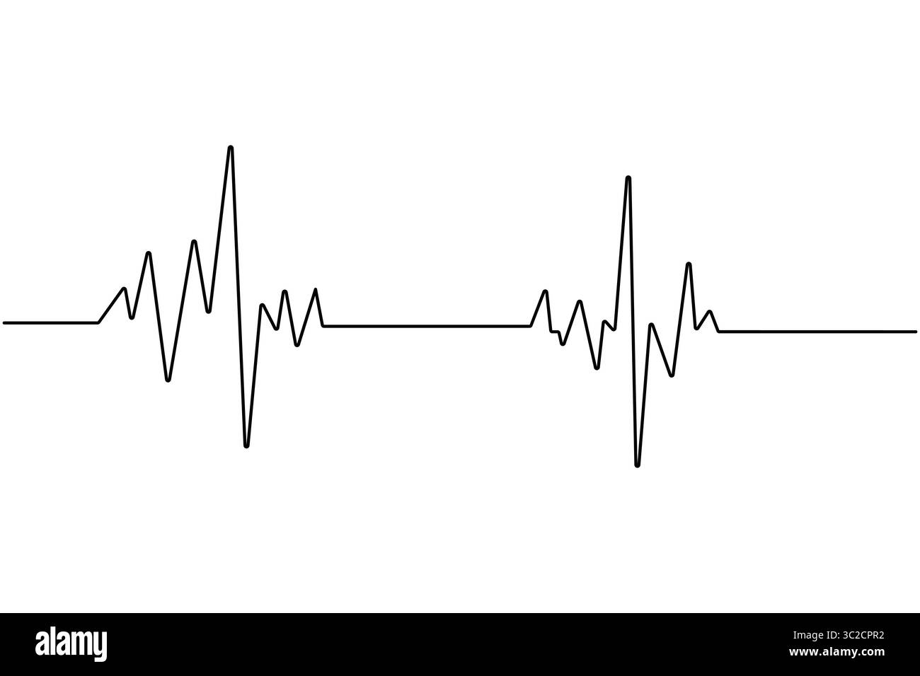 Heartbeat with heart continuous one line drawing on white background ...