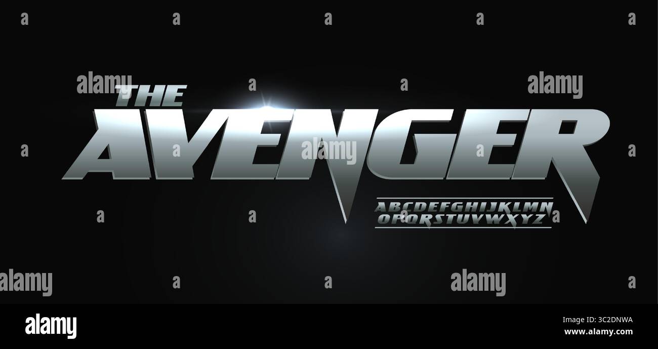 Cinematic racing font logo alphabet, bold steel sharp dynamic ...