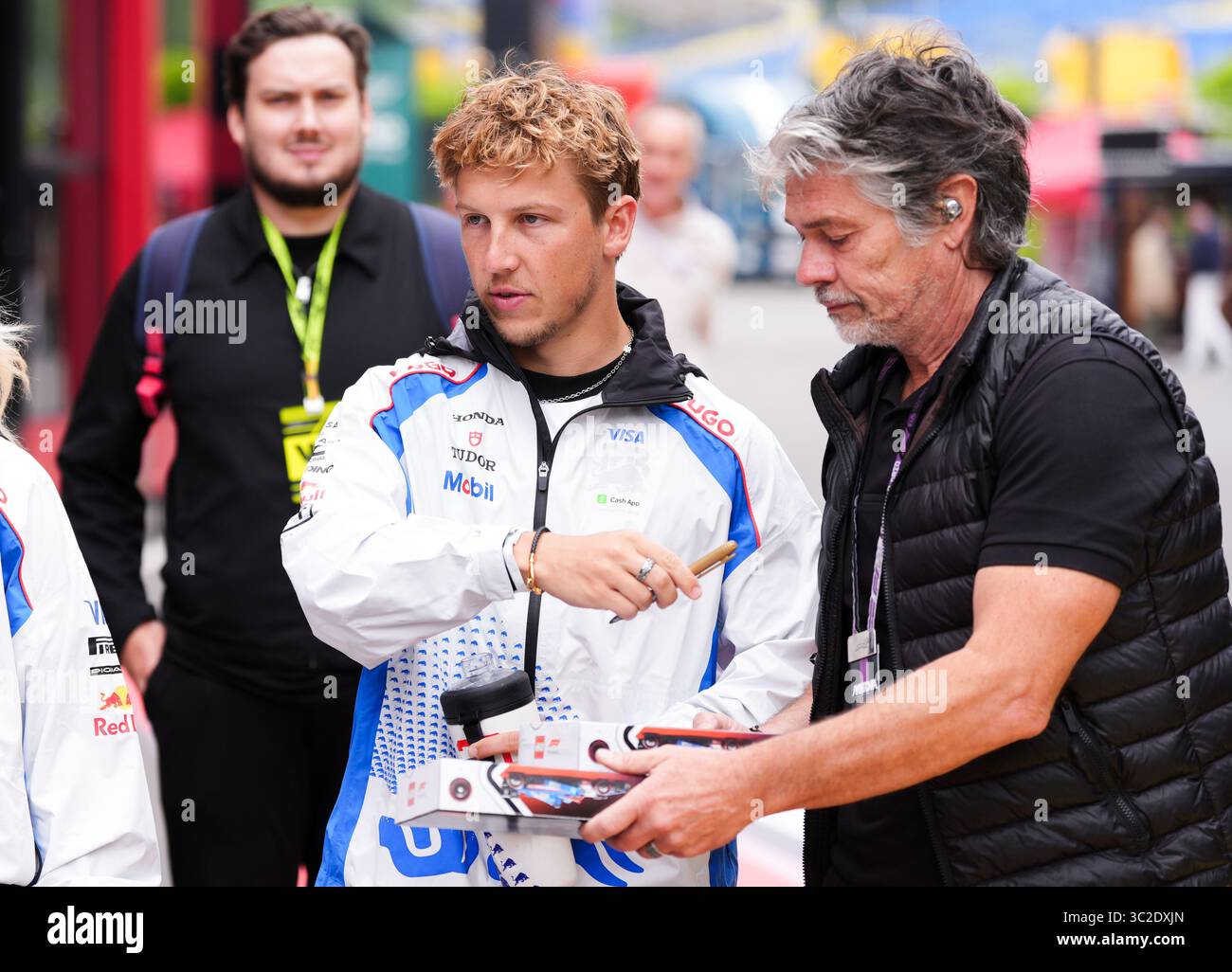Racing Bulls driver Liam Lawson arriving at the Circuit de Spa ...