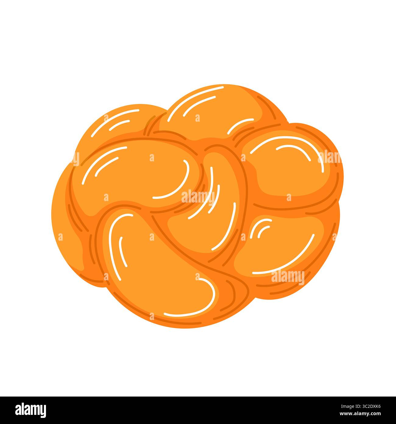 Round Challah bread for Rosh hashanah holiday in cartoon style. White ...