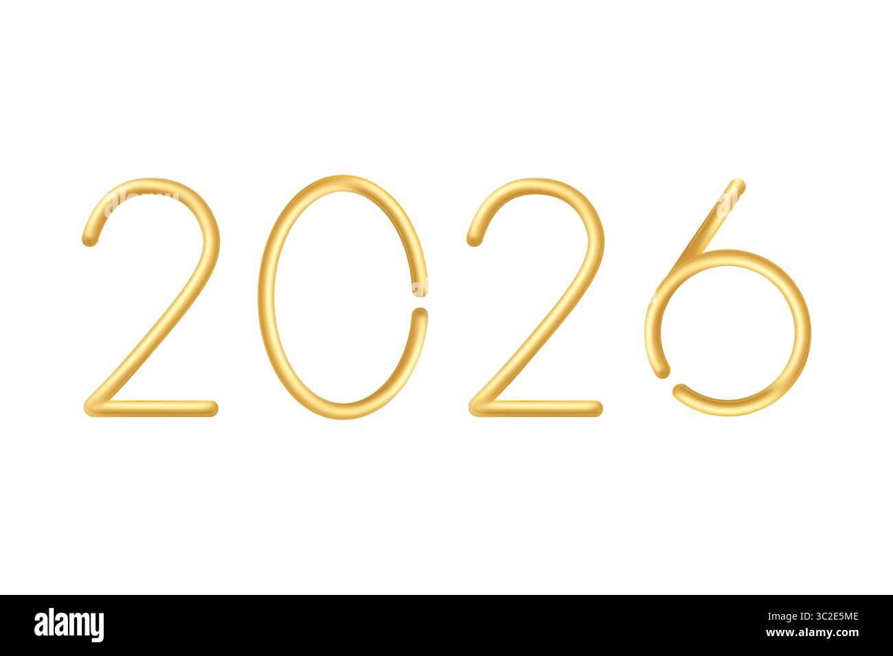 Simple 3D golden numbers 2026 on clean white background. Great for ...