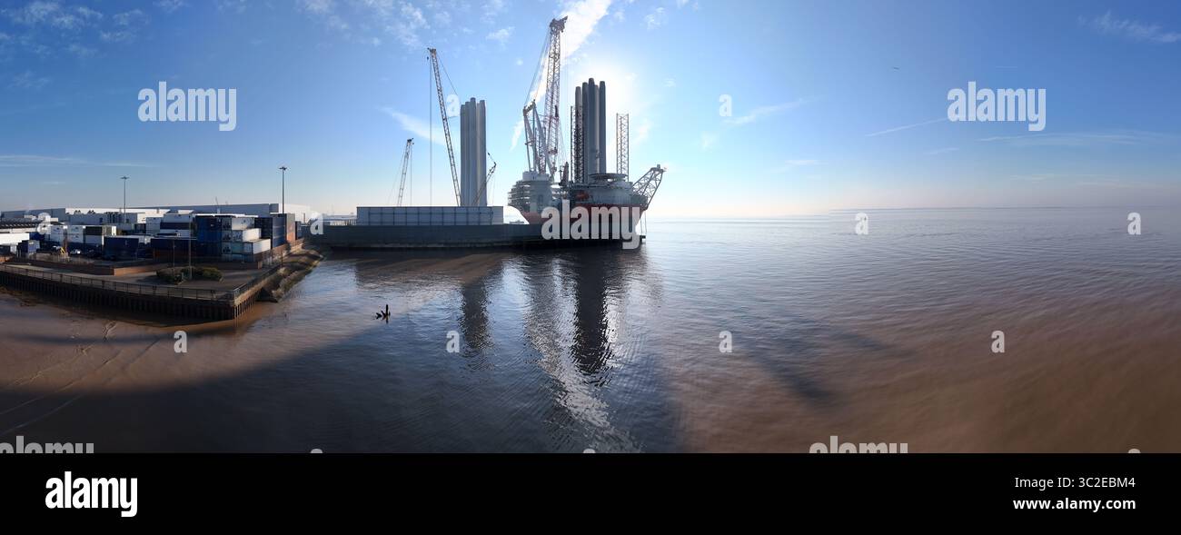 aerial view of Siemens Gamesa Renewable Energy factory, offshore wind ...