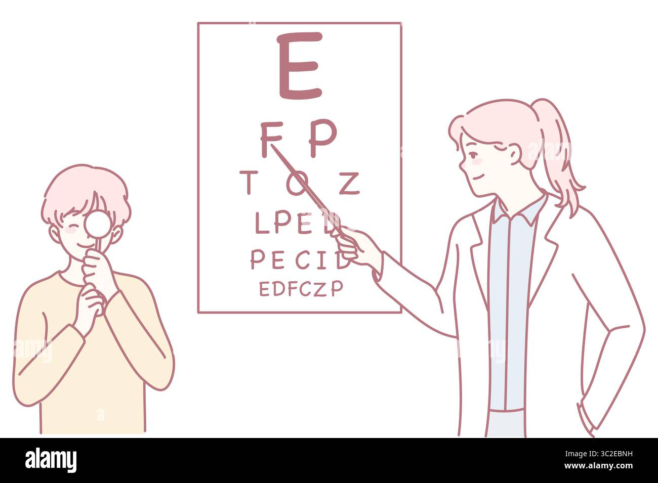 A qualified doctor meticulously conducts a thorough eye exam using a ...