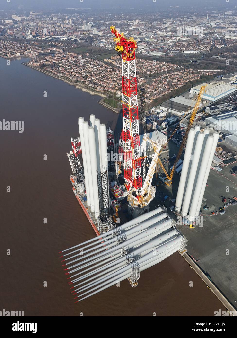 aerial view of Siemens Gamesa Renewable Energy factory, offshore wind ...
