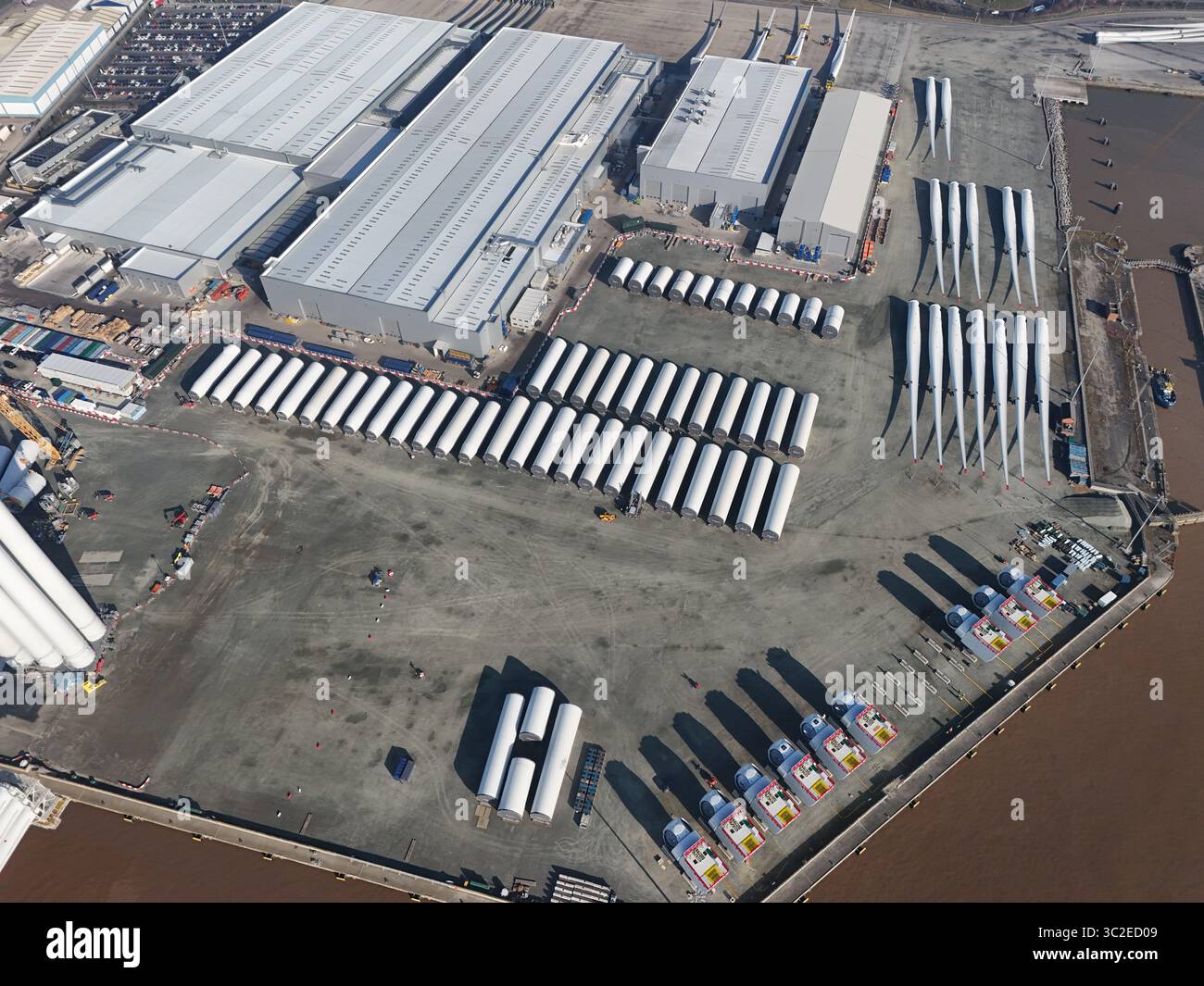 aerial view of Siemens Gamesa Renewable Energy factory, offshore wind ...