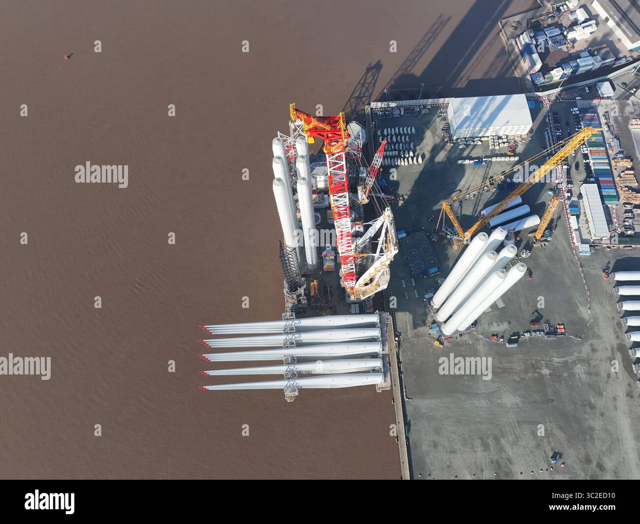 aerial view of Siemens Gamesa Renewable Energy factory, offshore wind ...