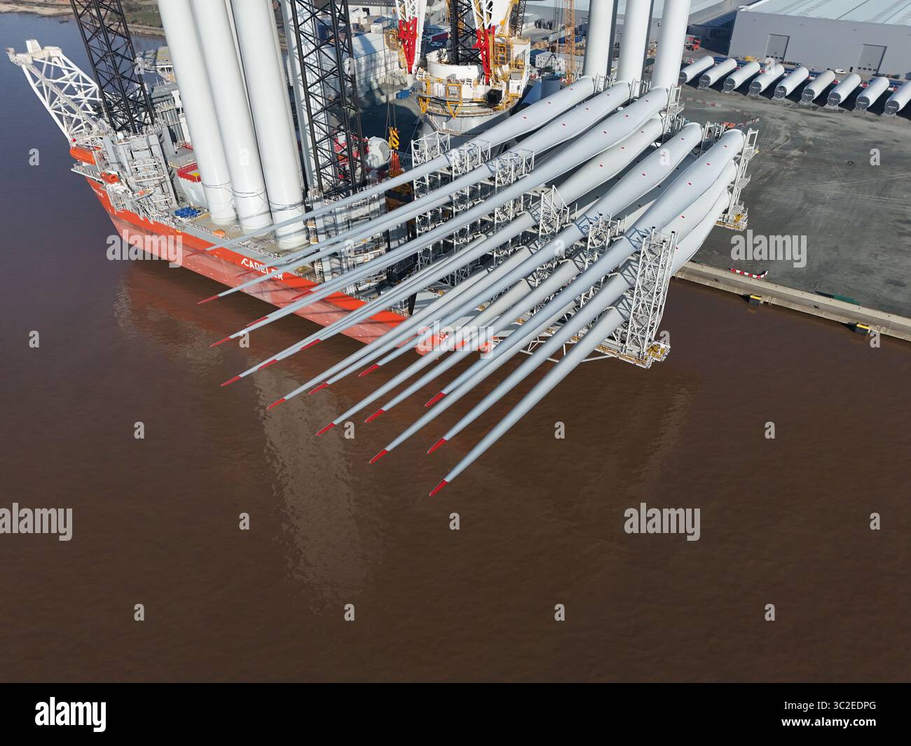 aerial view of Siemens Gamesa Renewable Energy factory, offshore wind ...