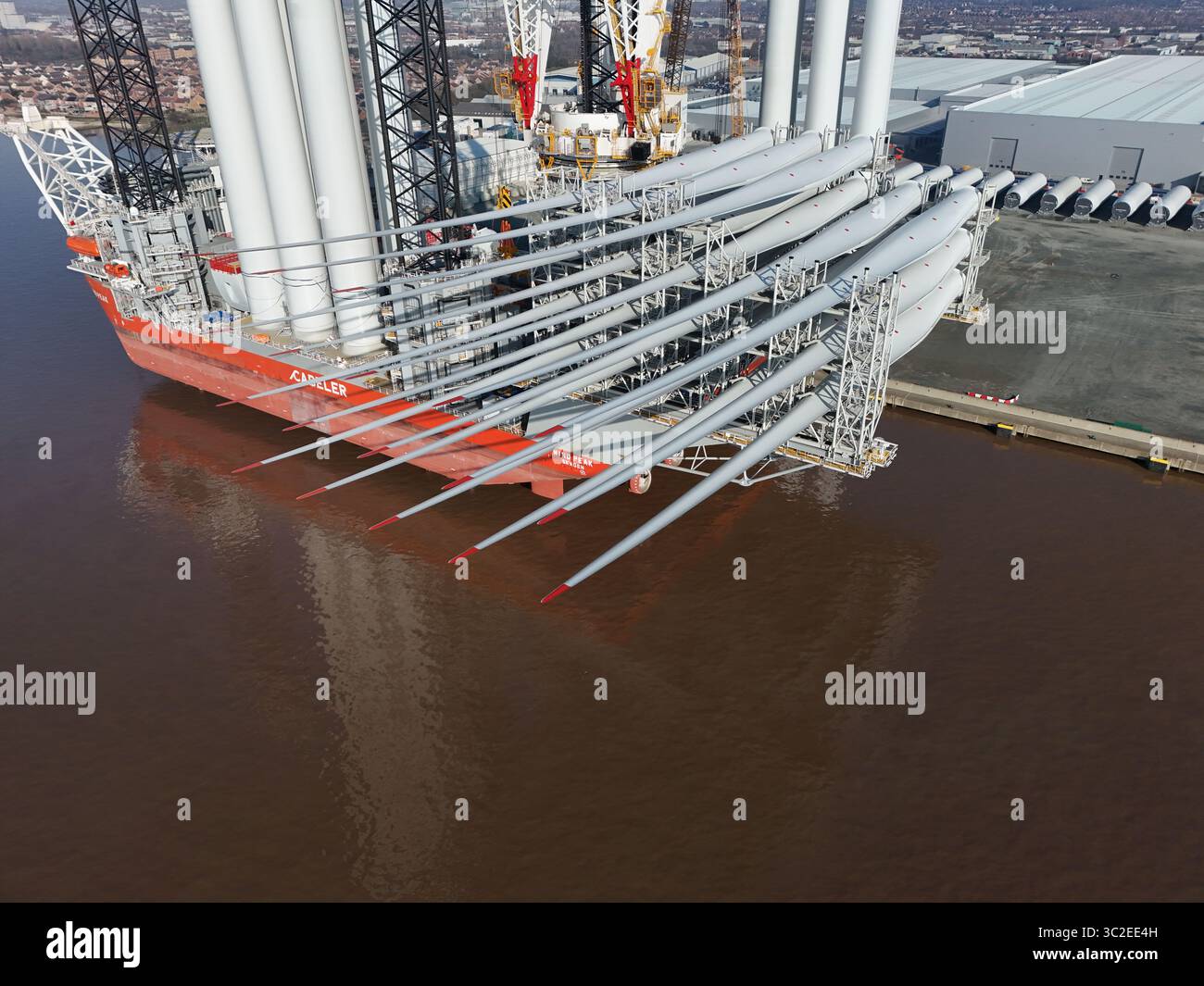 aerial view of Siemens Gamesa Renewable Energy factory, offshore wind ...