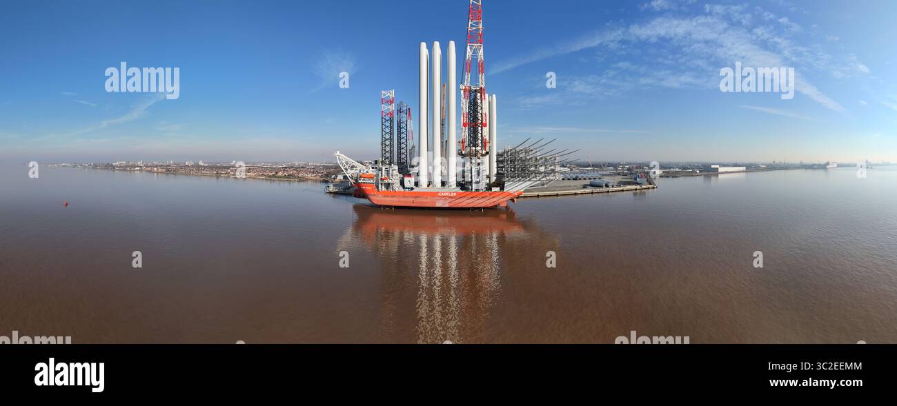 aerial view of Siemens Gamesa Renewable Energy factory, offshore wind ...