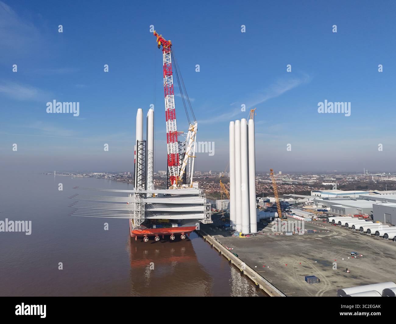 aerial view of Siemens Gamesa Renewable Energy factory, offshore wind ...
