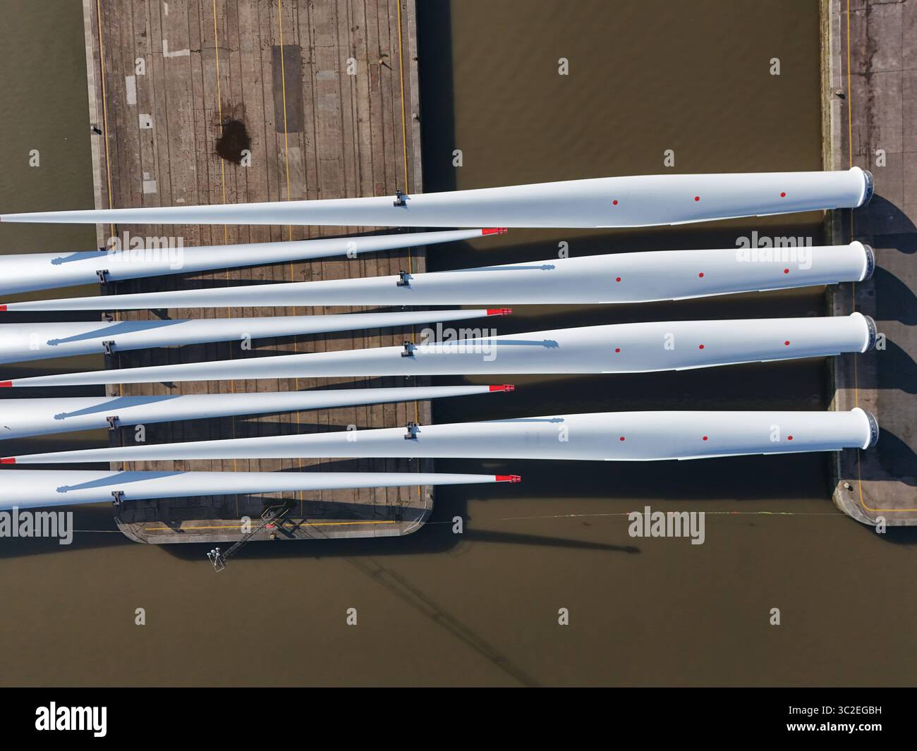 aerial view of Siemens Gamesa Renewable Energy factory, offshore wind ...