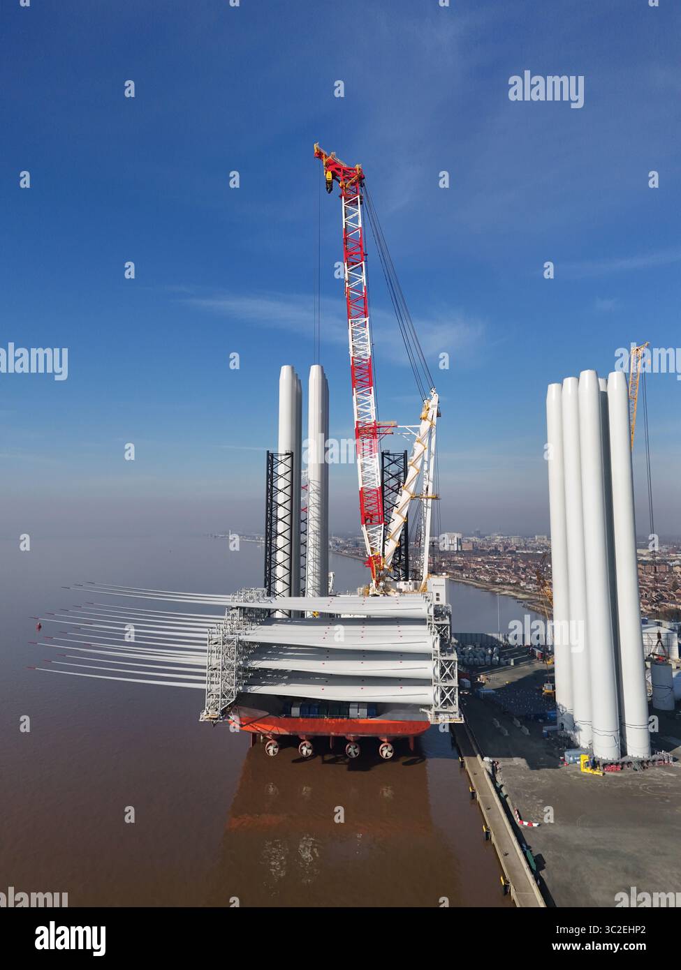 aerial view of Siemens Gamesa Renewable Energy factory, offshore wind ...