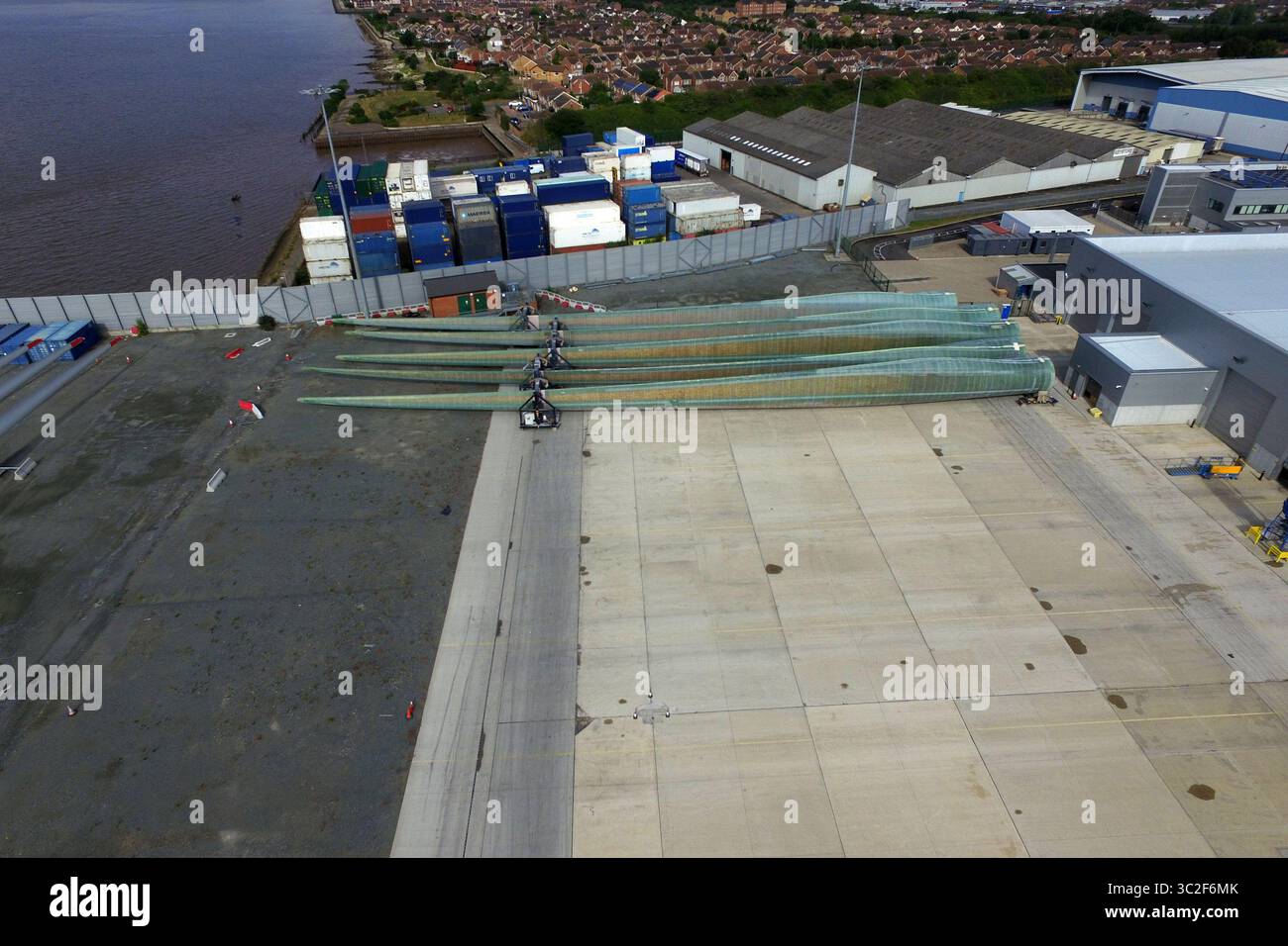 aerial view of Siemens Gamesa Renewable Energy factory, offshore wind ...
