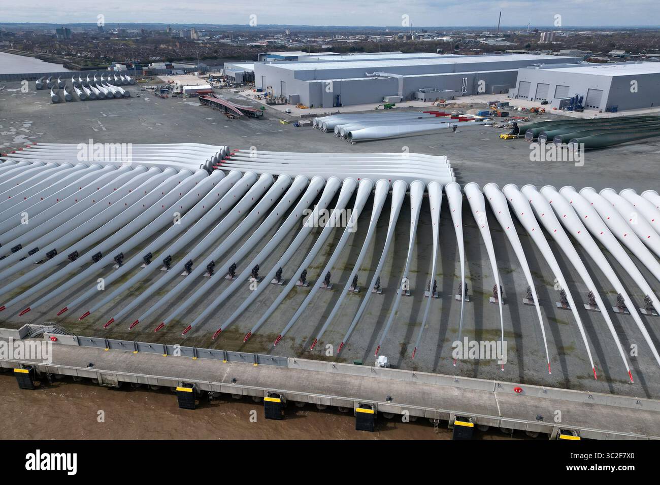 aerial view of Siemens Gamesa Renewable Energy factory, offshore wind ...