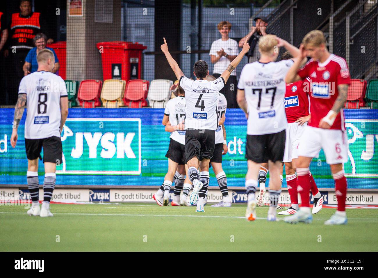 Silkeborg, Denmark. 23rd July, 2025. The players of KA Akureyri seen in ...