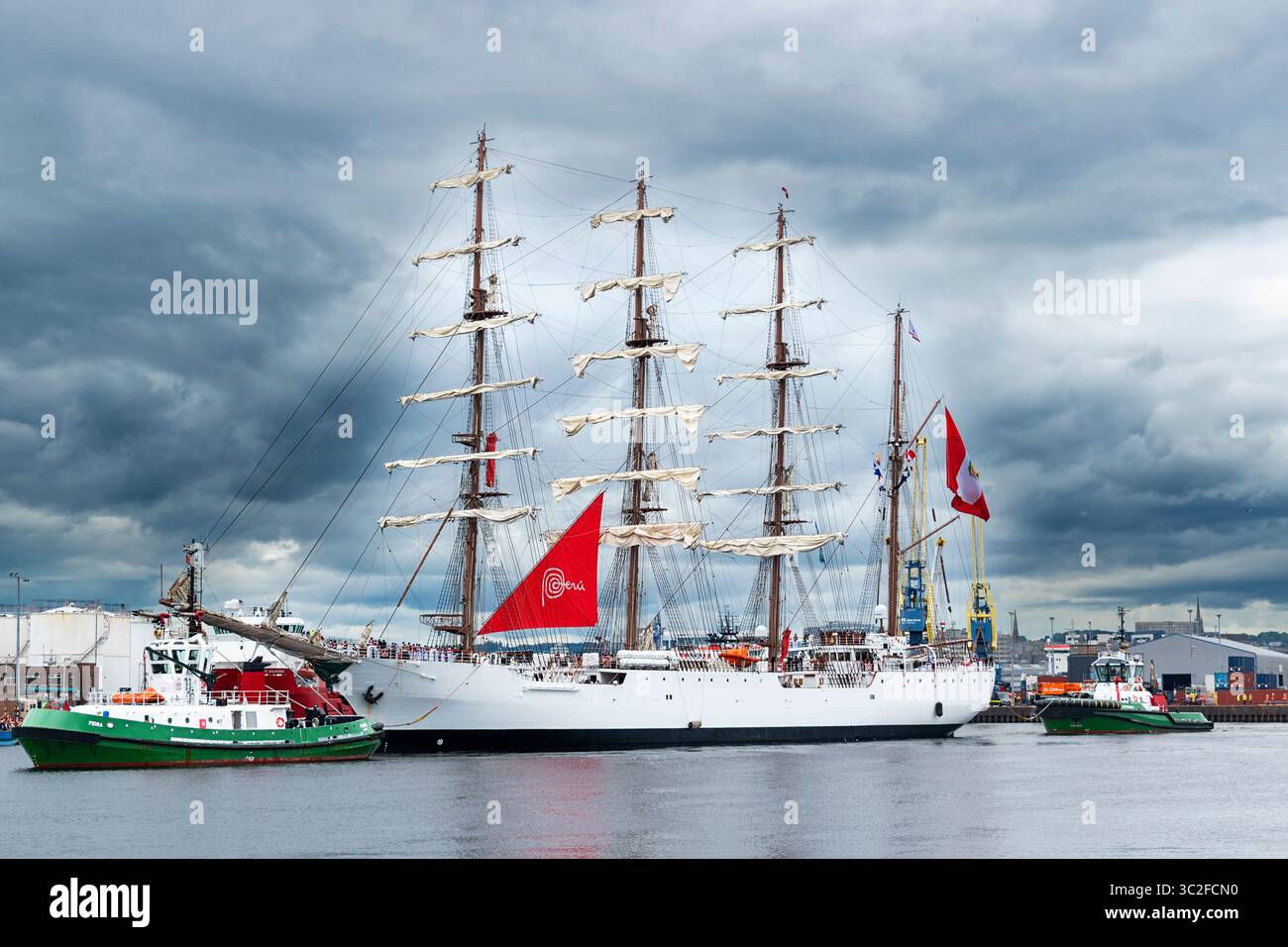 Tall Ships Aberdeen Harbour Scotland B.A.P. Unión ship leaving the ...