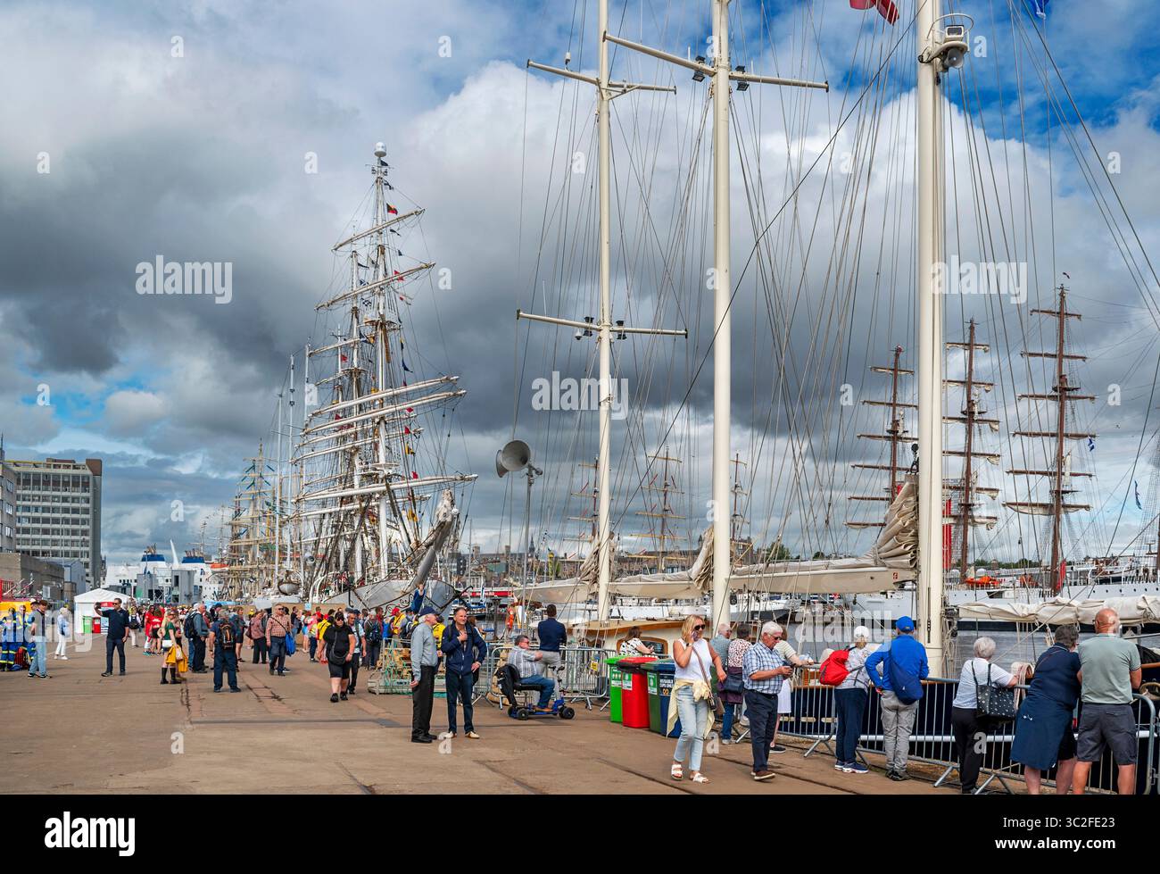 Tall Ships Aberdeen Harbour Scotland many visitors on Blaikies Quay ...