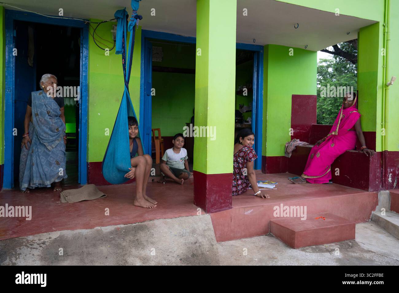 India. Bihar. Bamdah. Village home with verandah Stock Photo - Alamy