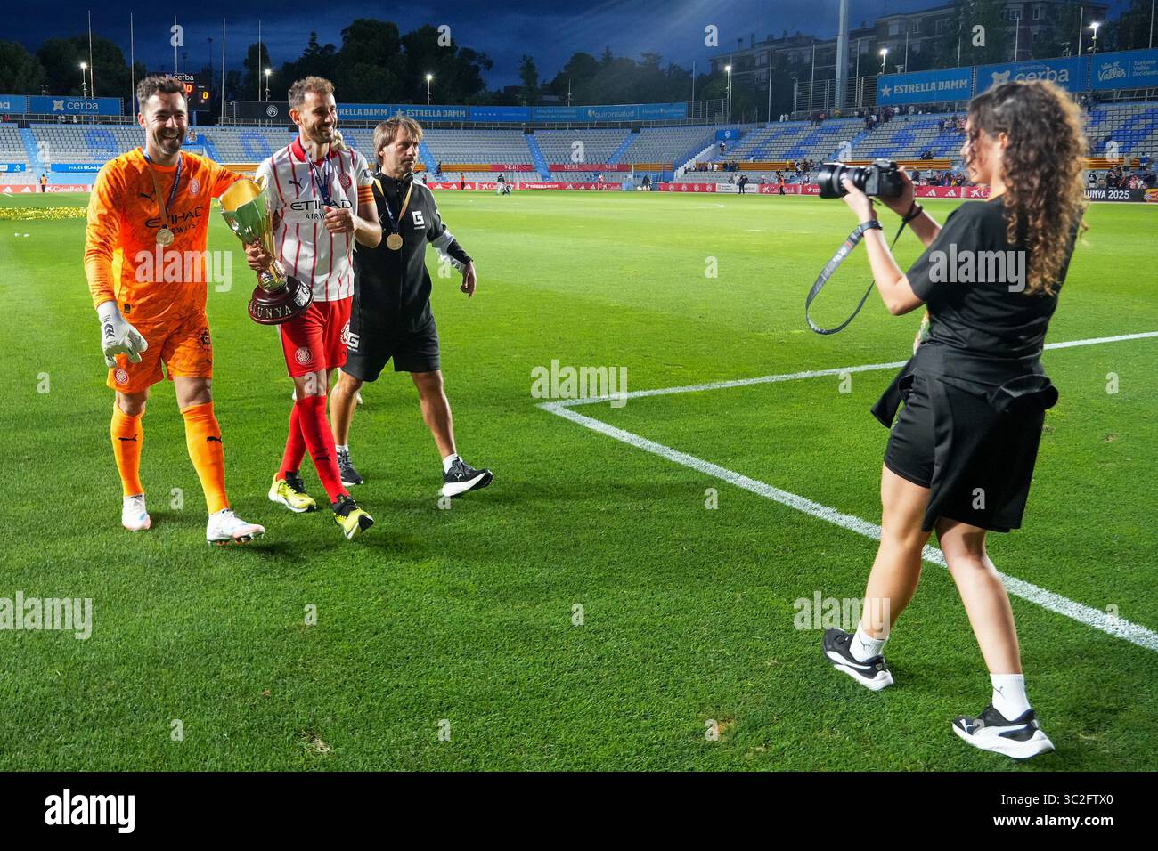 Cristhian Stuani of Girona FC with the trophy during the Copa Catalunya ...
