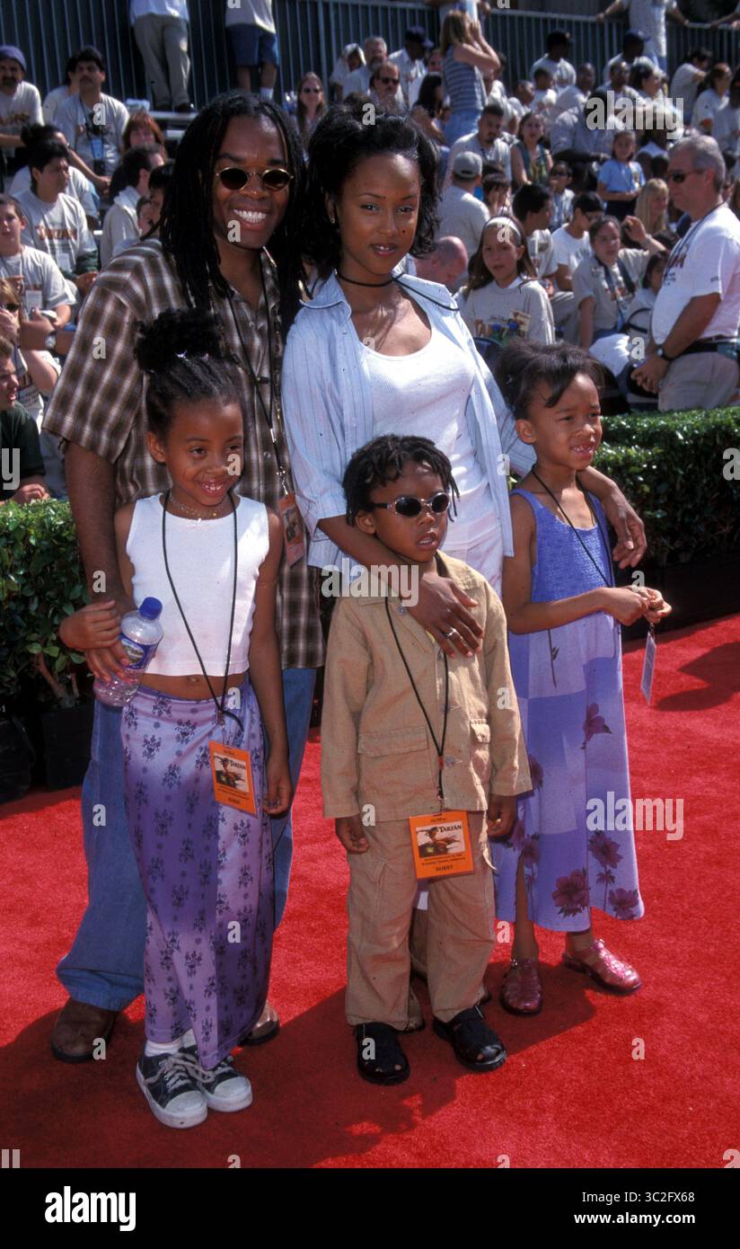 Actress TRINA MCGEE DAVIS with husband RANDALL & their kids @ the movie ...