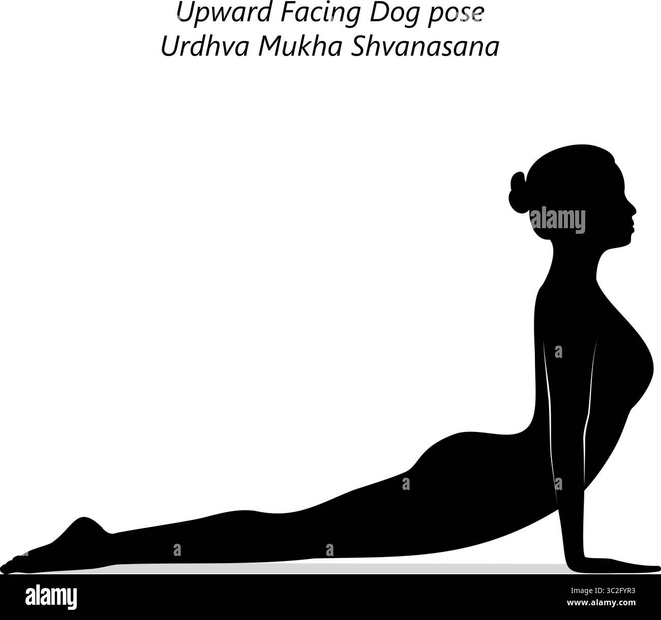 Silhouette of woman practicing Urdhva Mukha Shvanasana yoga pose ...