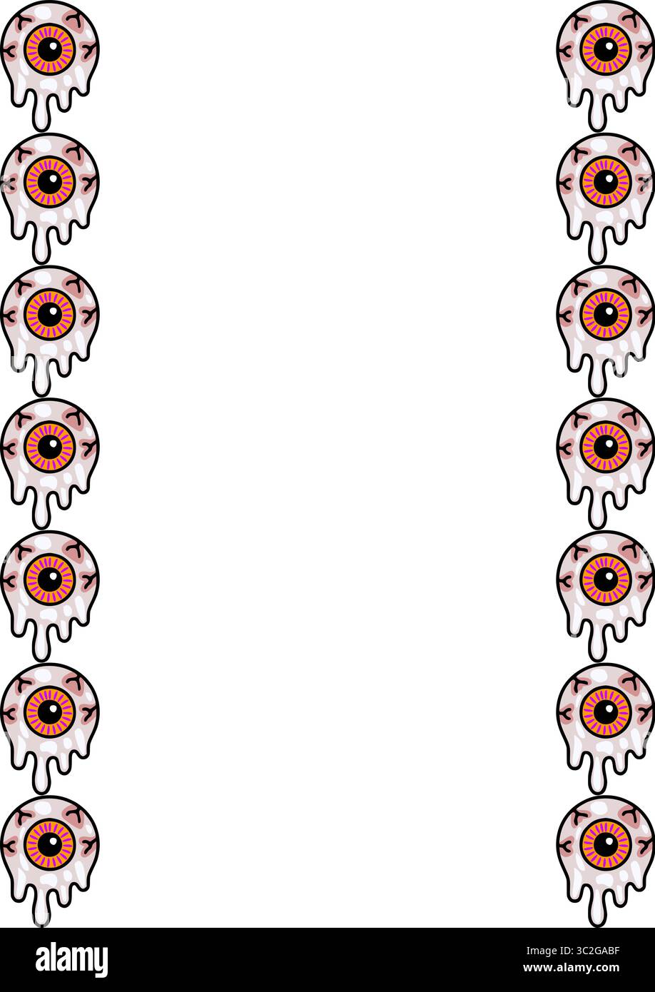 Spooky vector illustration of melting eyeballs forming a vertical ...