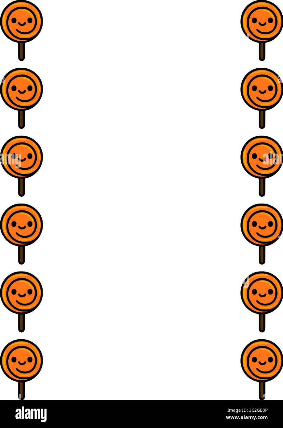 Adorable vector illustration of cheerful orange lollipops arranged in a ...