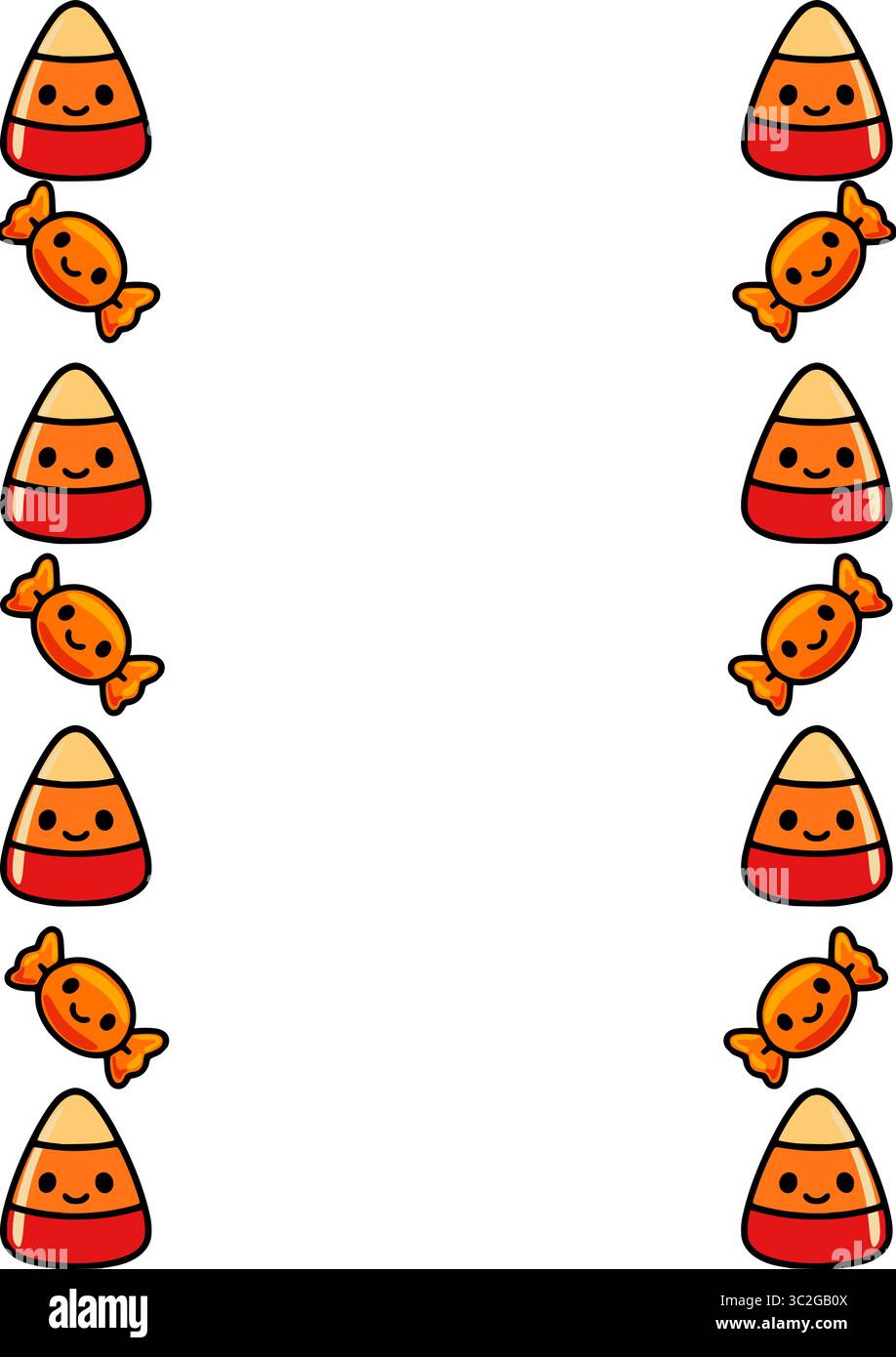 Adorable vector candy corn and wrapped candy seamless pattern border ...