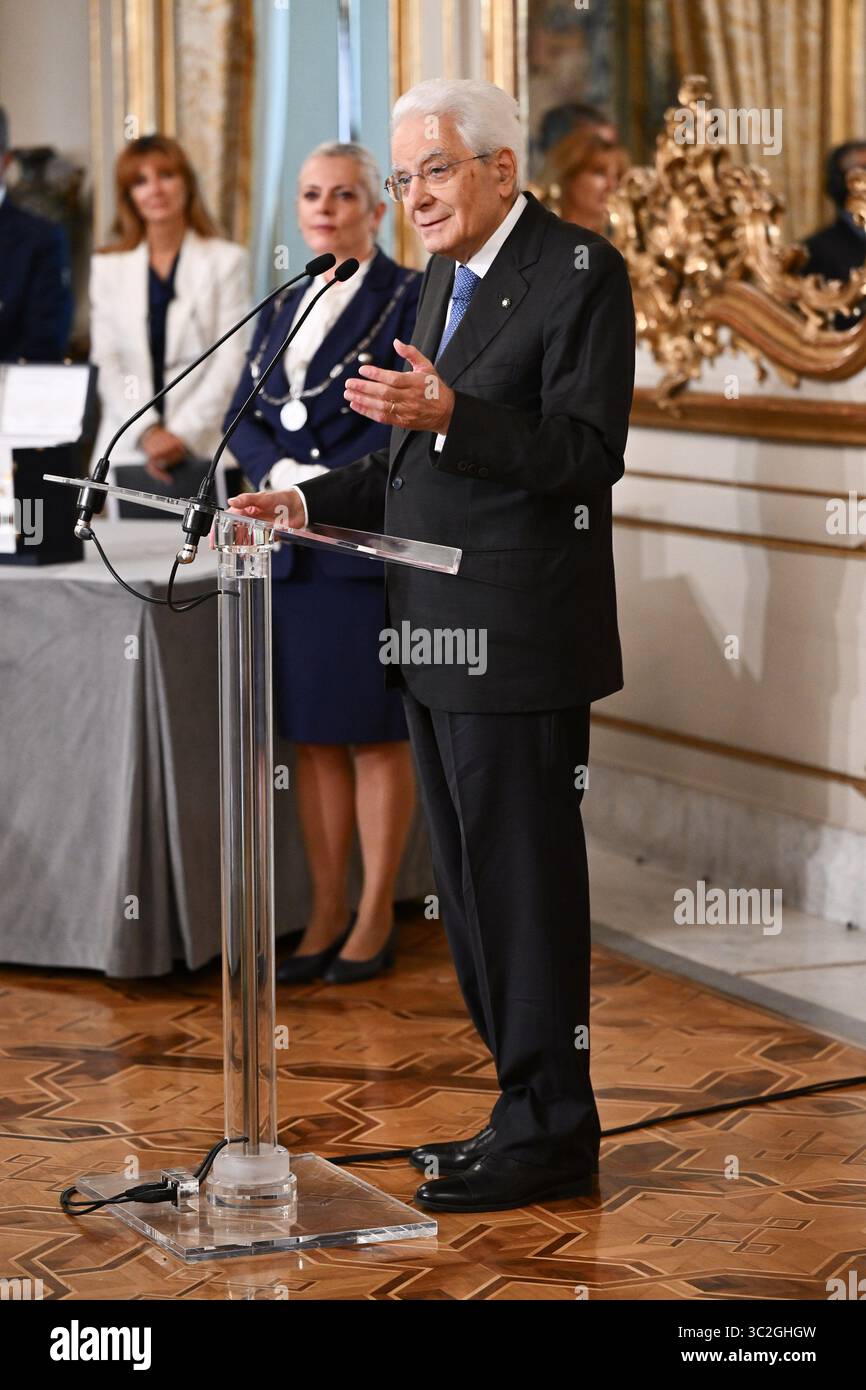 Sergio Mattarella, President of the Italian Republic attend the meeting ...