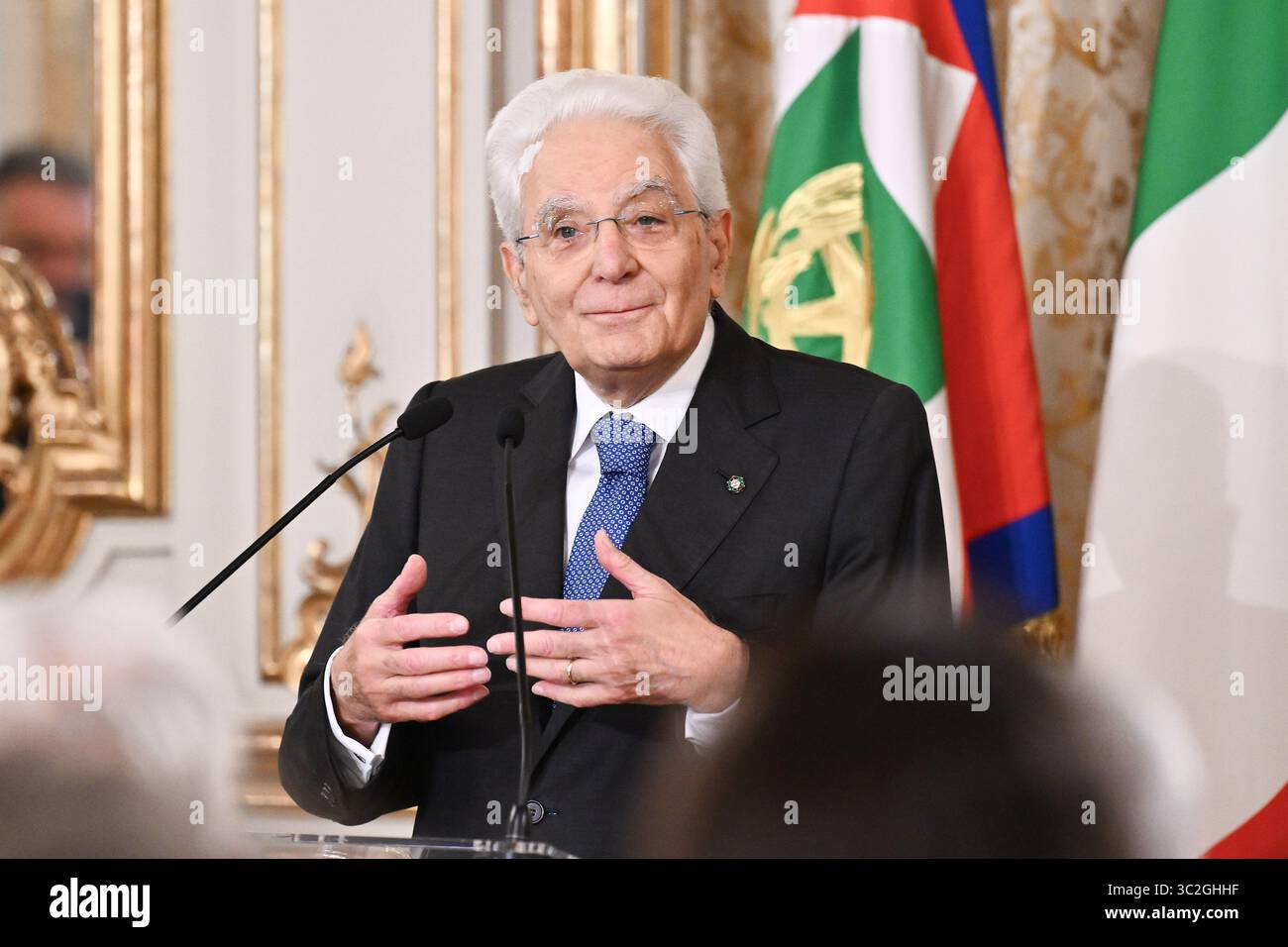 Sergio Mattarella, President of the Italian Republic attend the meeting ...