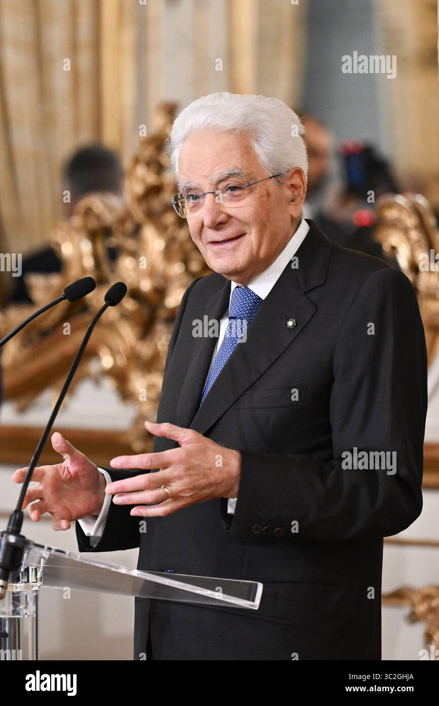 Sergio Mattarella, President of the Italian Republic attend the meeting ...