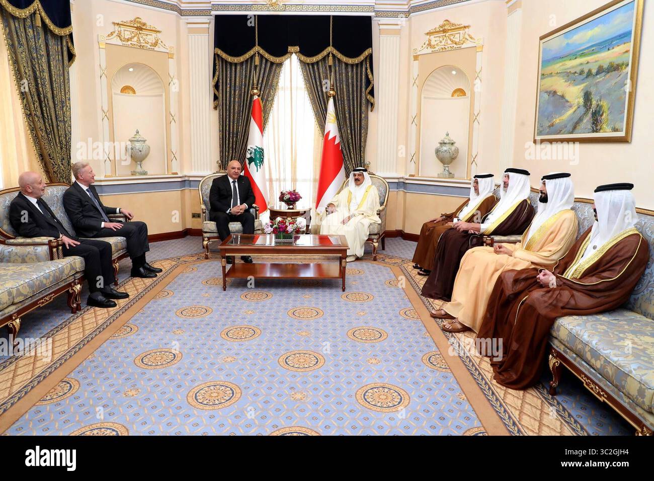 Lebanese President Joseph Aoun meets with King Hamad bin Isa Al Khalifa ...