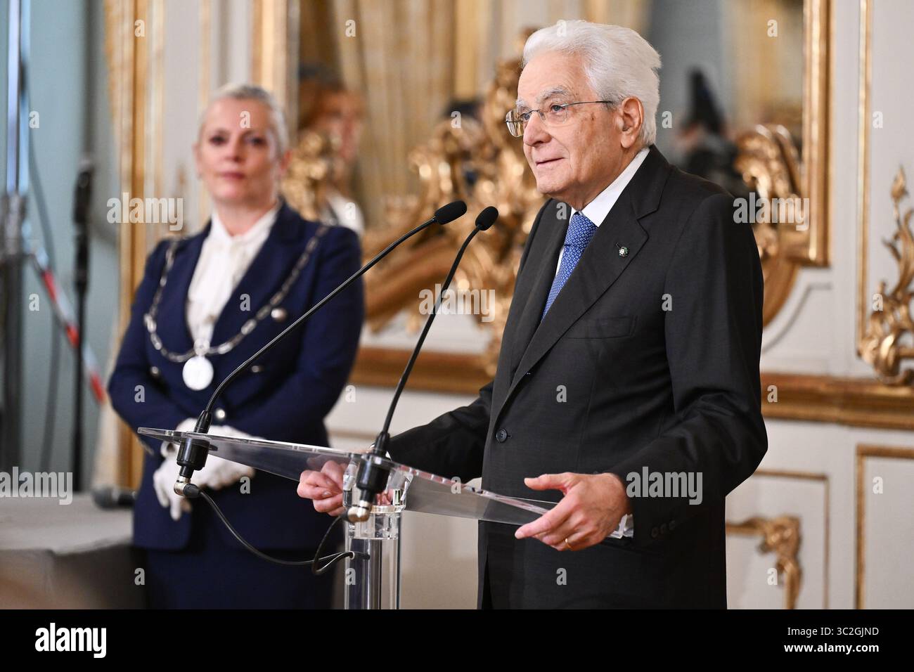 Sergio Mattarella, President of the Italian Republic attend the meeting ...