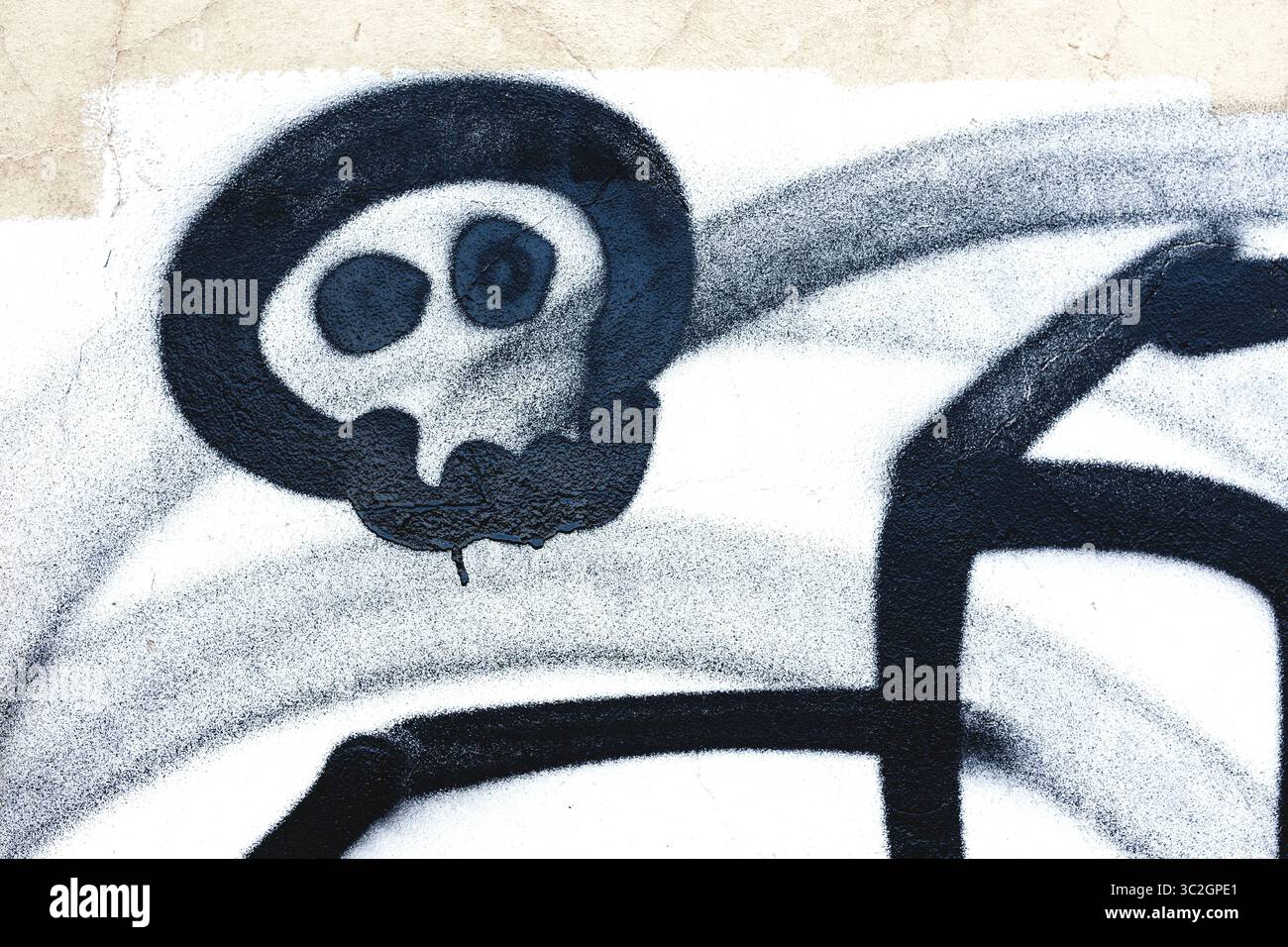 Graffiti Skull Design in Black and White with Dripping Effect for Urban ...