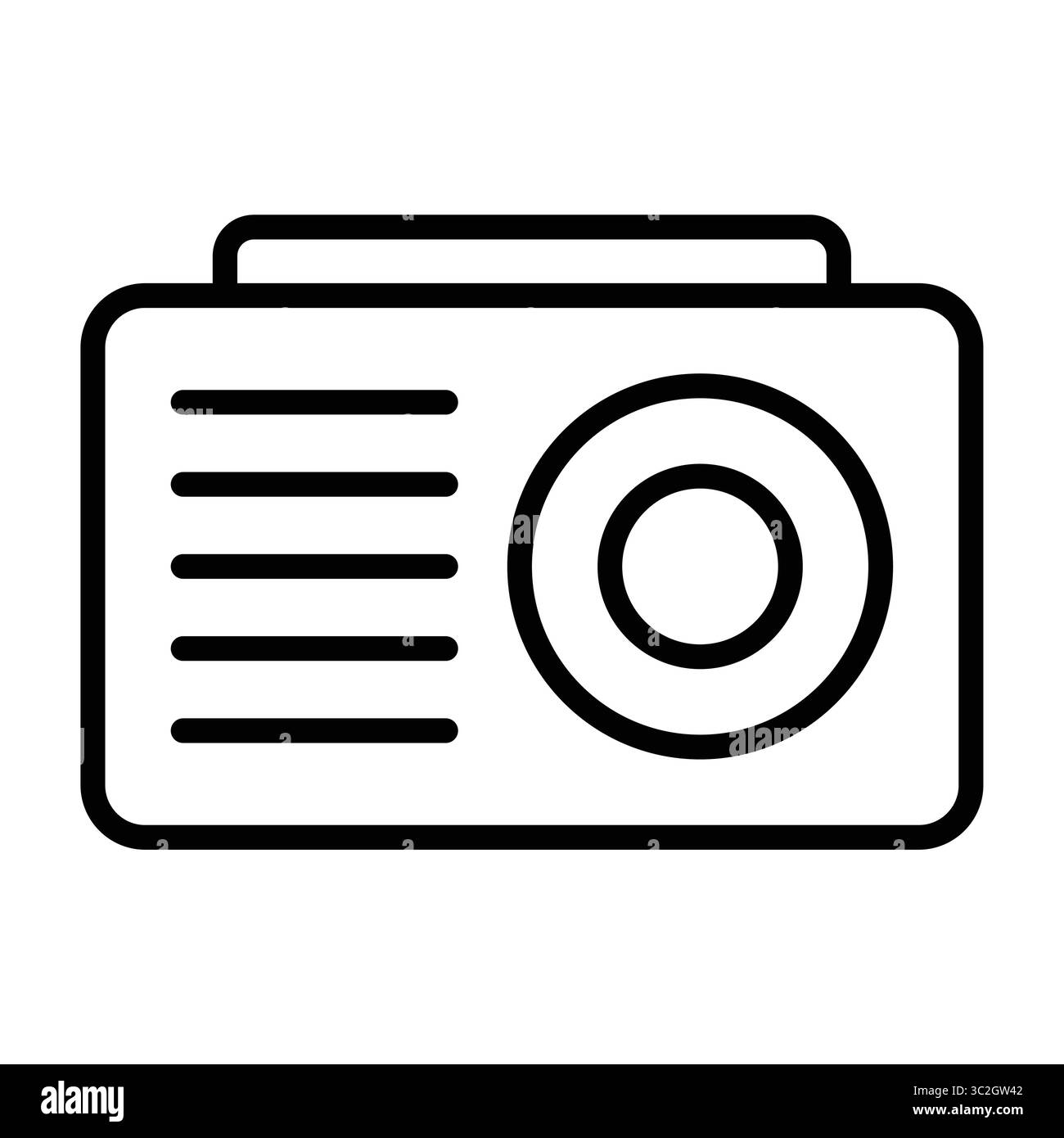 A simplistic line-art illustration of a retro radio, capturing vintage ...