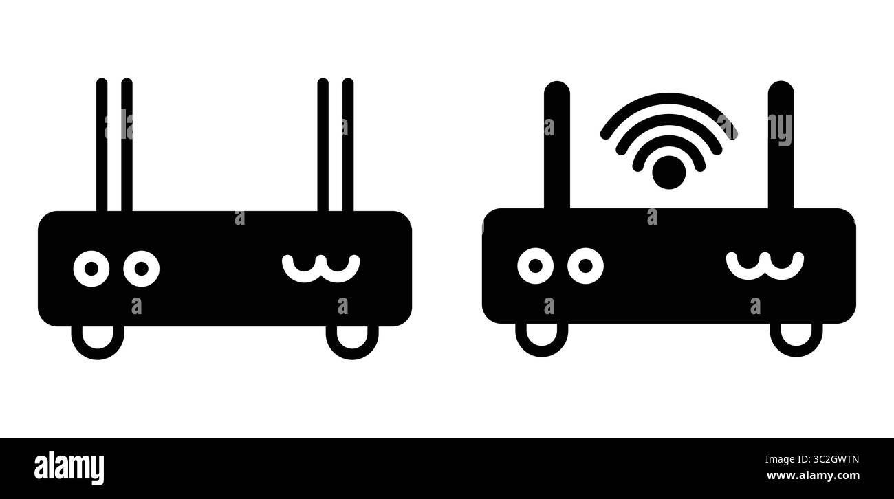 Simple vector illustration of a wireless router with a Wi-Fi signal ...