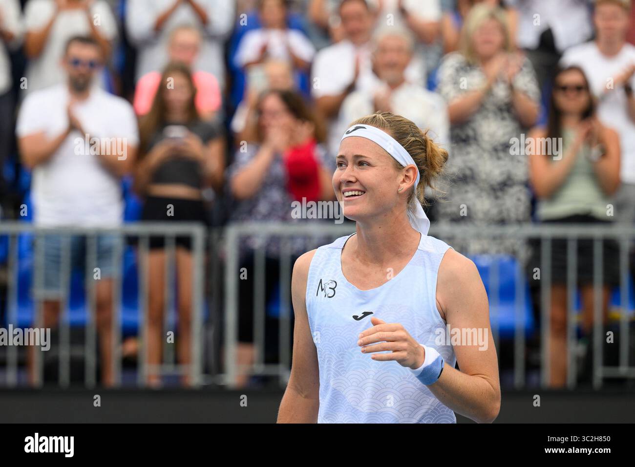Czech tennis player Marie Bouzkova celebrates victory against Ann Li of ...