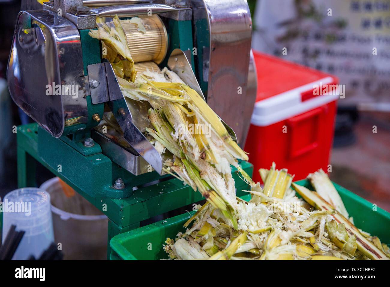 Sugar Cane Grinder Machine crushing to get the water out Stock Photo ...