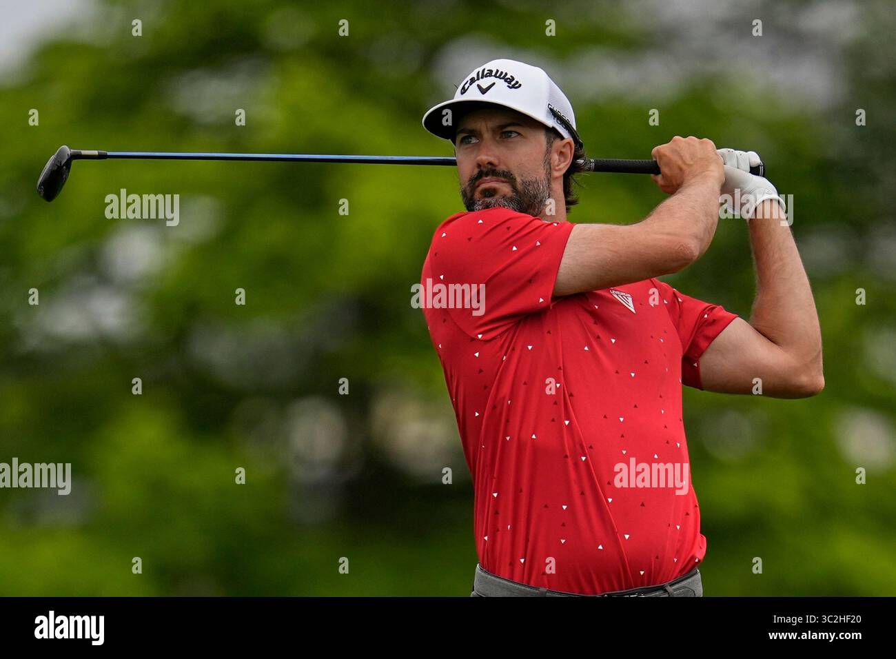 Adam Hadwin hits from the 10th tee during the first round of the 3M ...