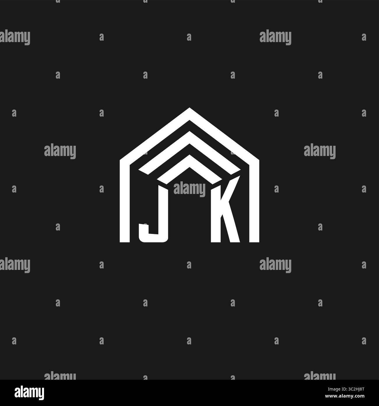 Letter JK house roof shape logo creative real estate monogram logo ...