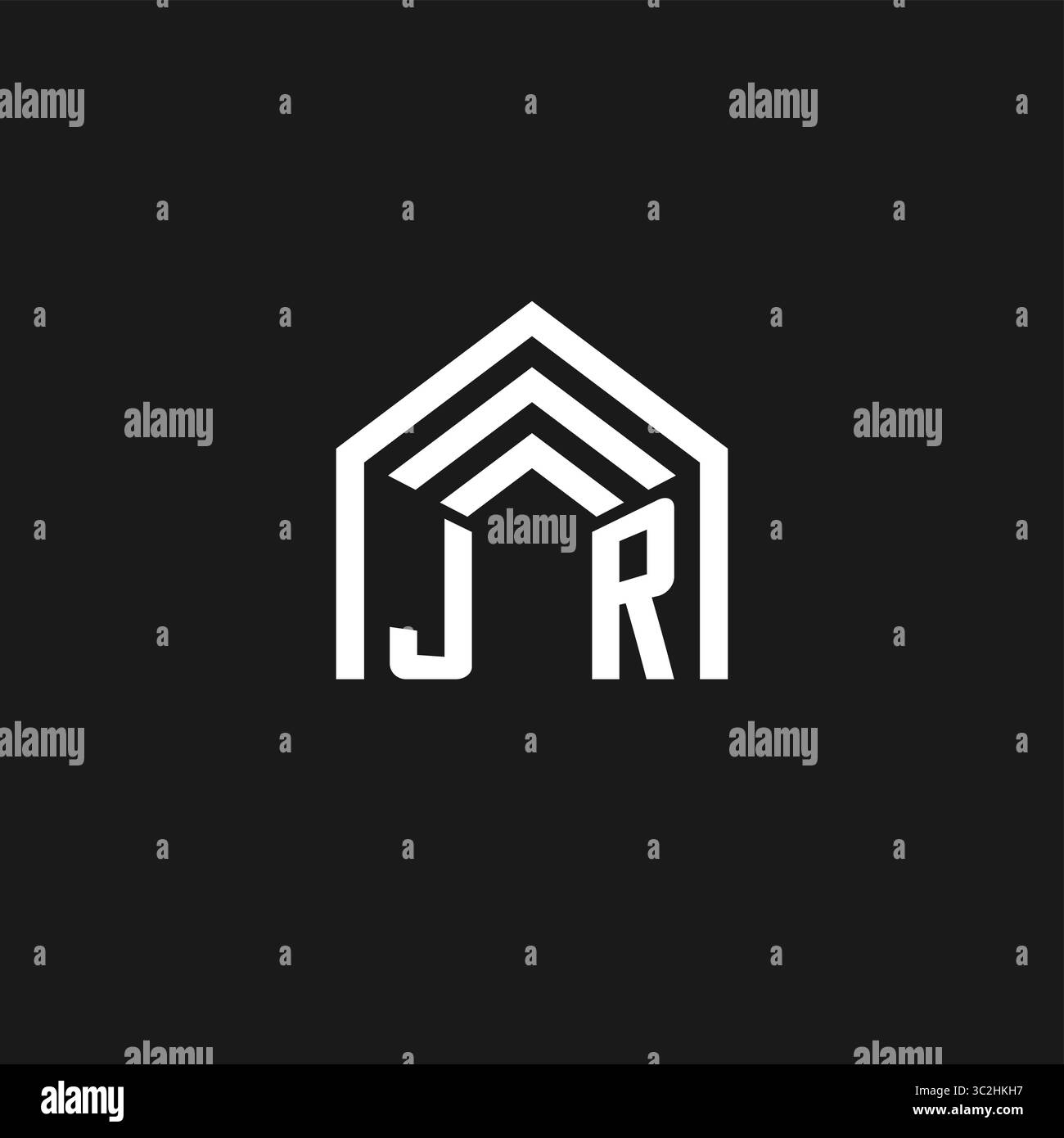 Letter JR house roof shape logo creative real estate monogram logo ...