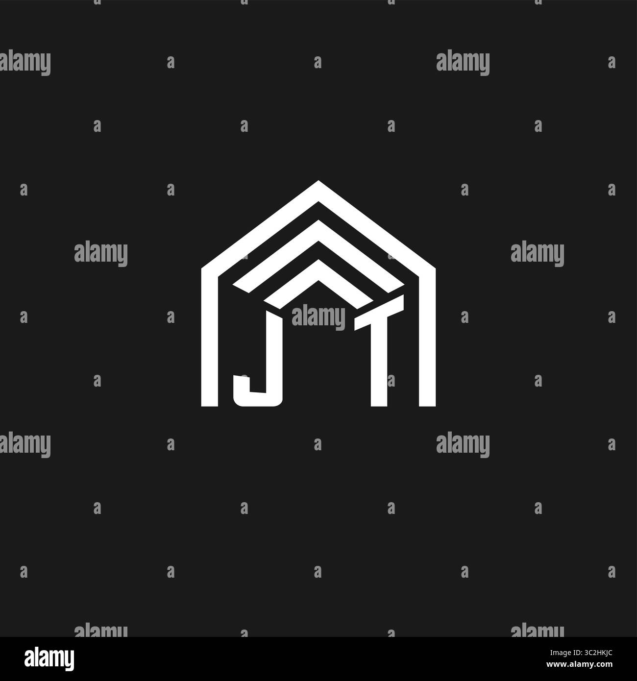 Letter JT house roof shape logo creative real estate monogram logo ...
