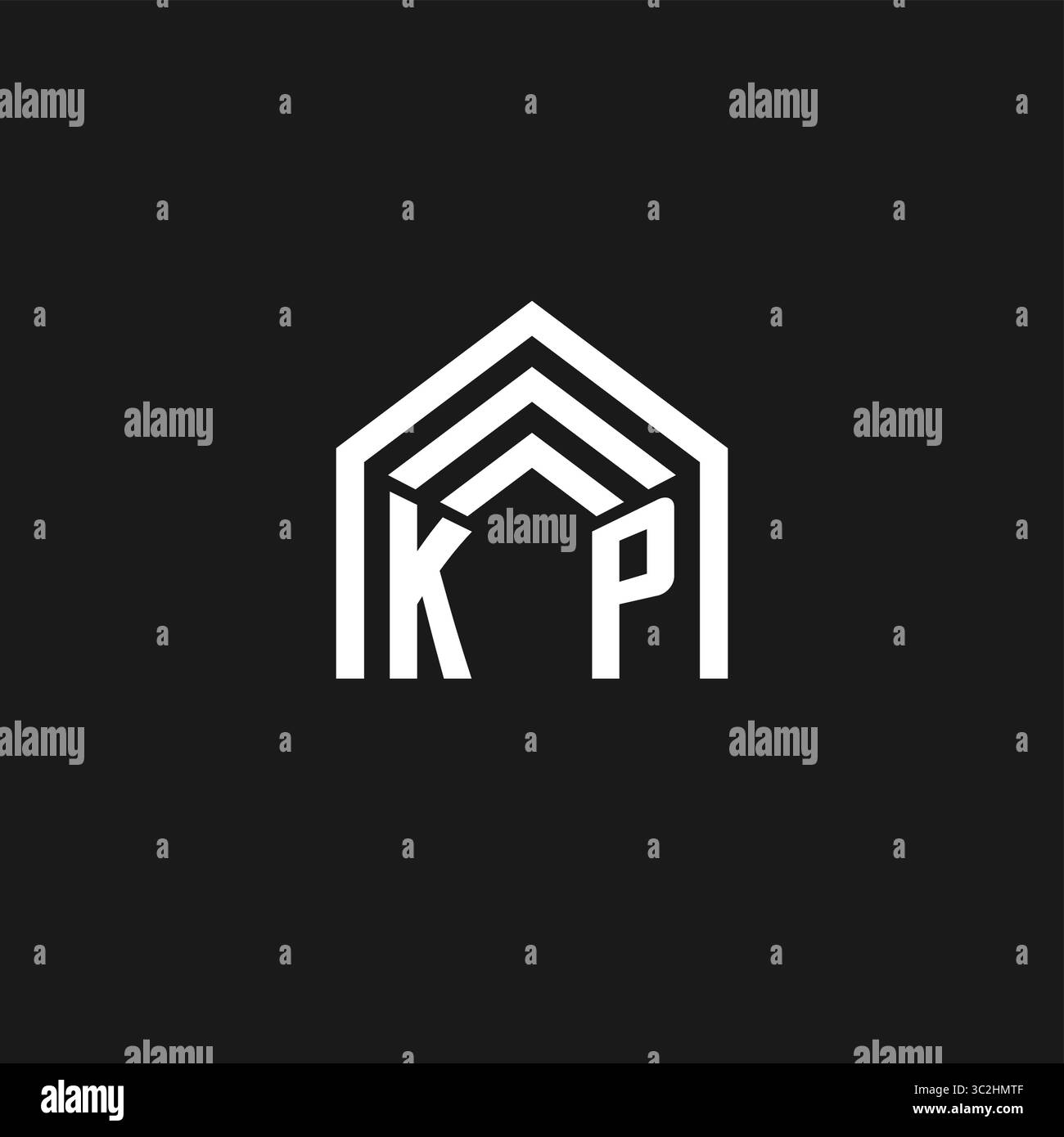 Letter KP house roof shape logo creative real estate monogram logo ...