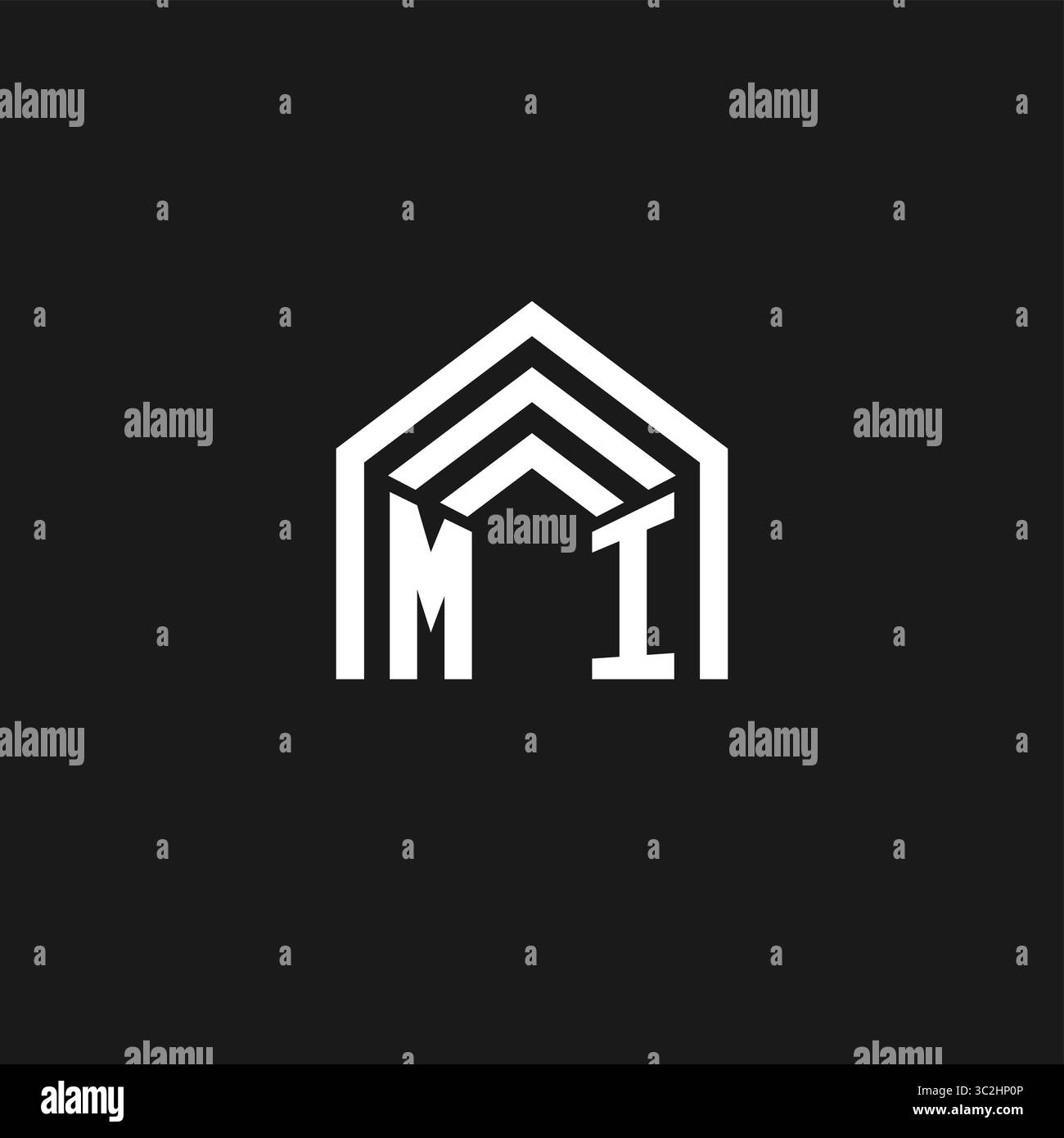 Letter MI house roof shape logo creative real estate monogram logo ...